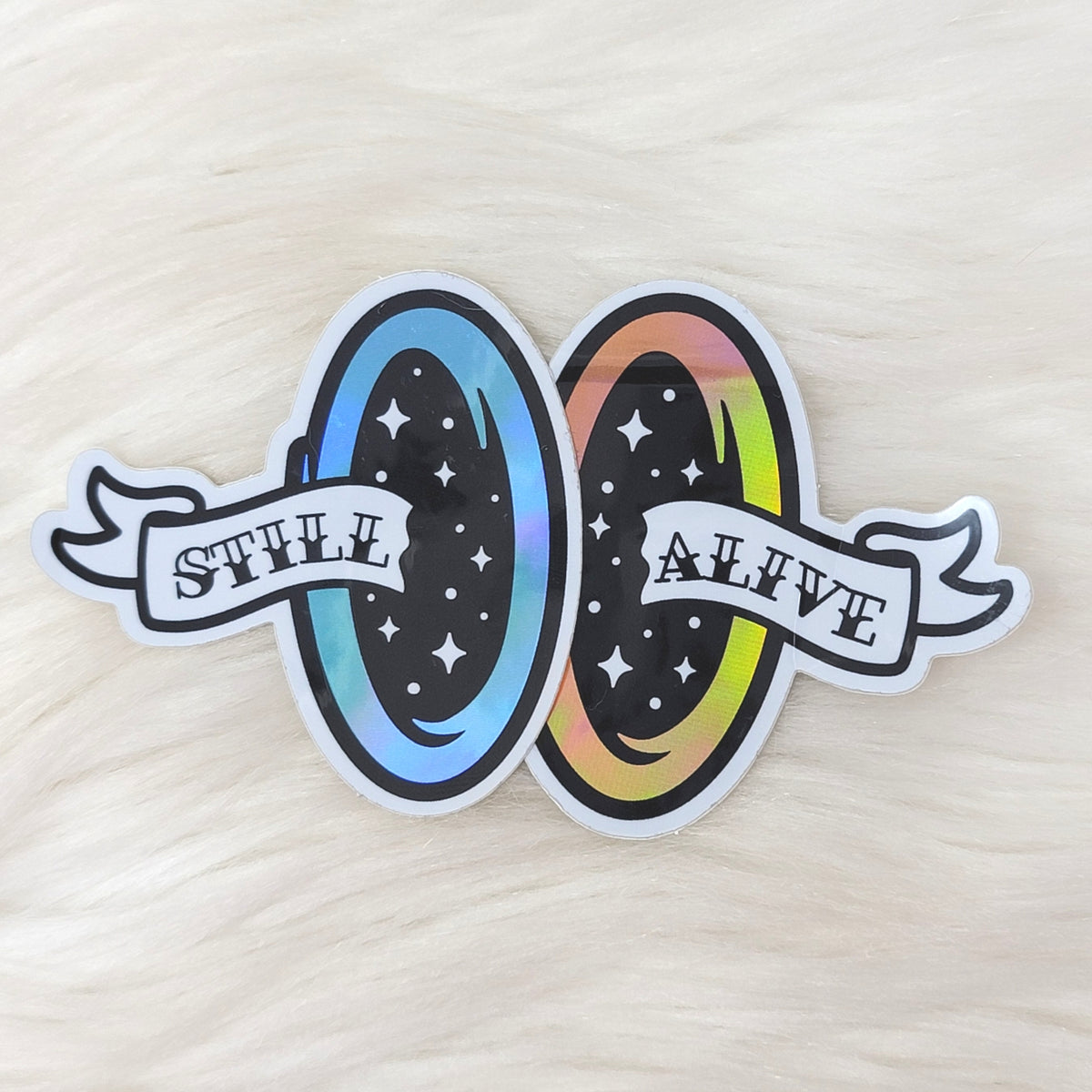 HOLOGRAPHIC Still Alive Sticker Set – NattyCat