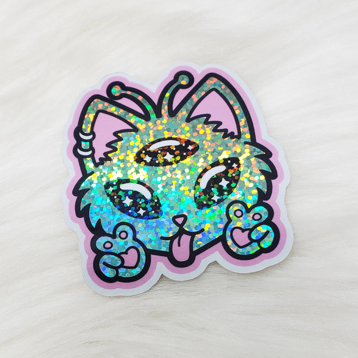 HOLOGRAPHIC Alien Kitty Sticker – NattyCat